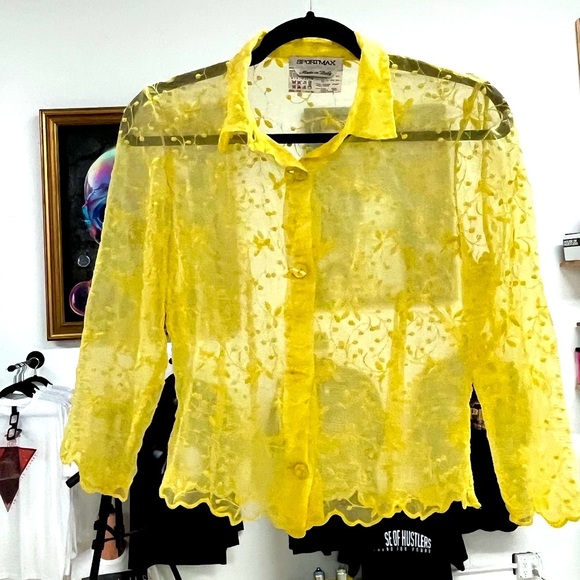 MaxMara | Tops | Used Max Mara Vintage Yellow Sheer Top | Poshmark